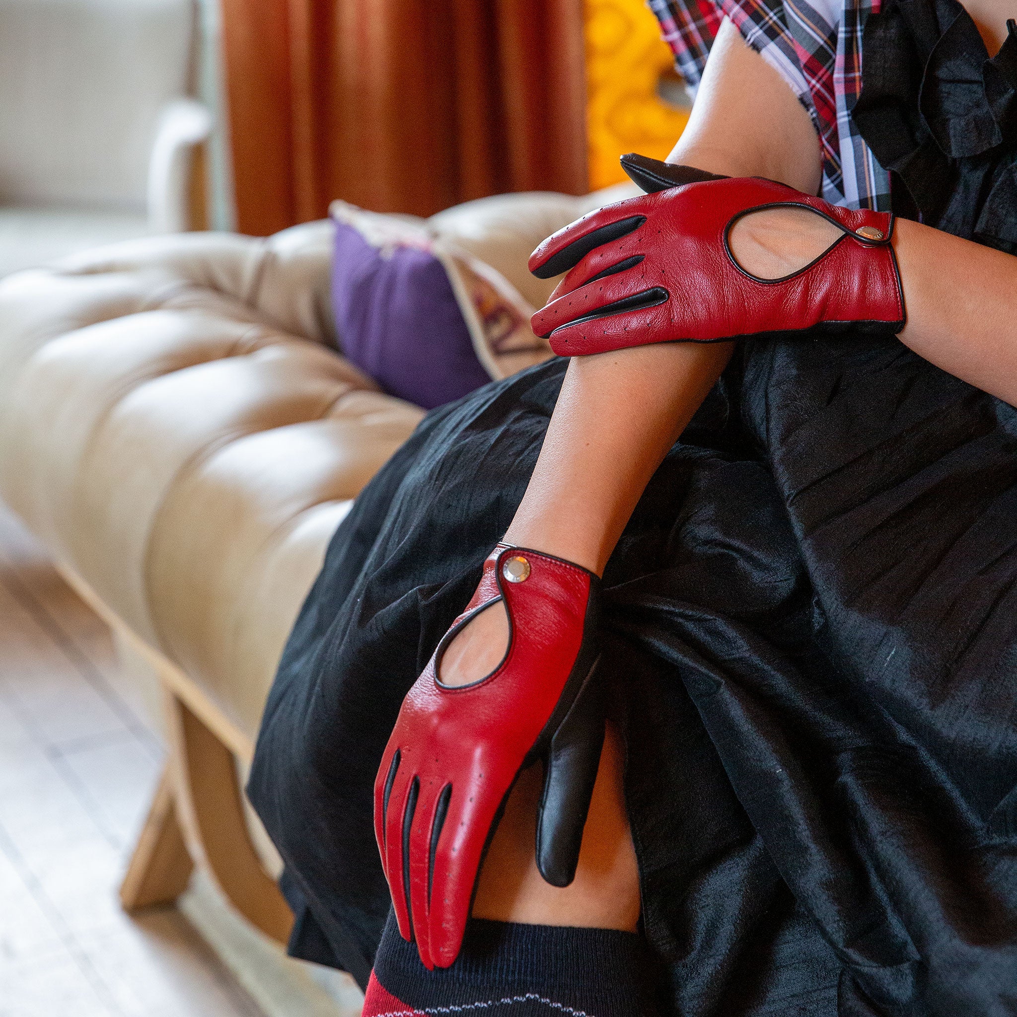 Red leather driving gloves ladies store
